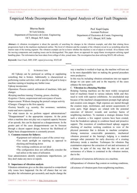 Empirical Mode Decomposition Based Signal Analysis Of Gear Fault Diagnosis Pdf