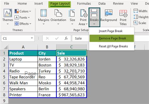 Page Break In Excel How To Insert Remove Move Examples