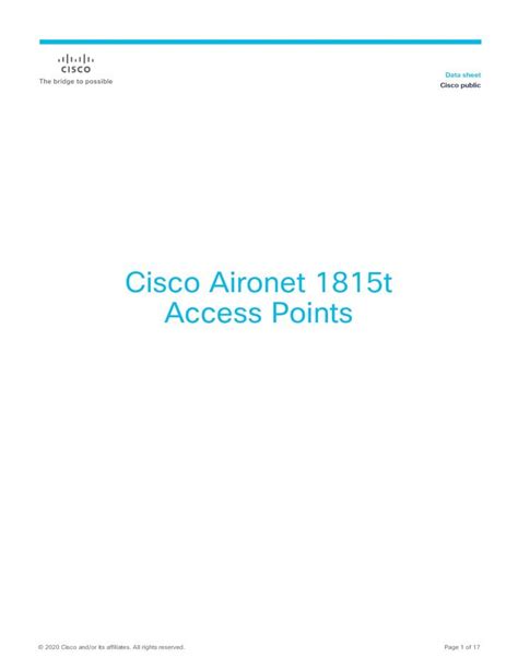 Pdf Cisco Aironet 1815t Series Access Points Data Sheet Controllers Cisco Catalyst 9800