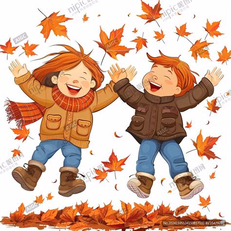 Ai创作图跳跃的卡通小孩 秋游的好小女孩插画 卡通儿童幸福户外 秋季冬季运动会插画 小学生秋游 儿童奔跑插画 手绘活泼儿童 秋天的活动 欢快