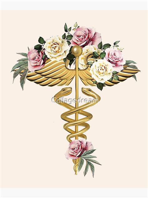 Floral Caduceus Art Medical Medical Illustration Art Floral Caduceus