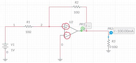 operational amplifier output of op amp in multisim and circuitlab