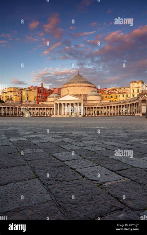 Naples Italy Cityscape Image Of Naples Italy With The View Of Large Public Town Square Piazza