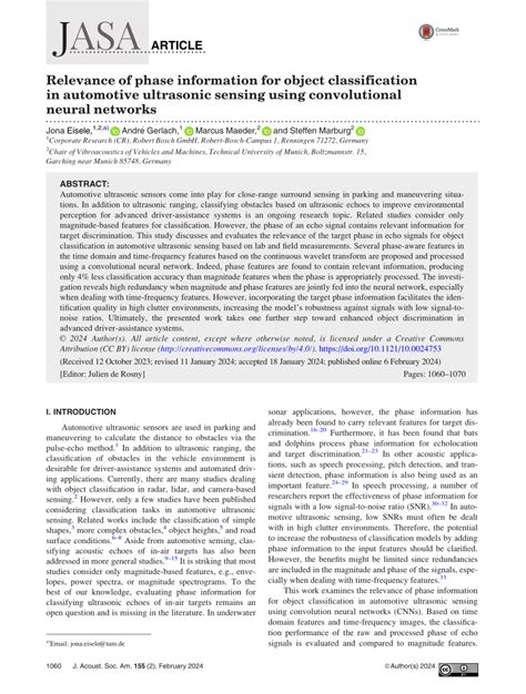 Pdf Relevance Of Phase Information For Object Classification In Automotive Ultrasonic Sensing