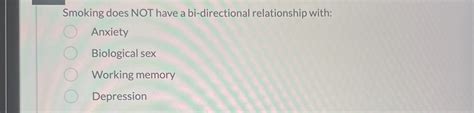solved smoking does not have a bi directional relationship