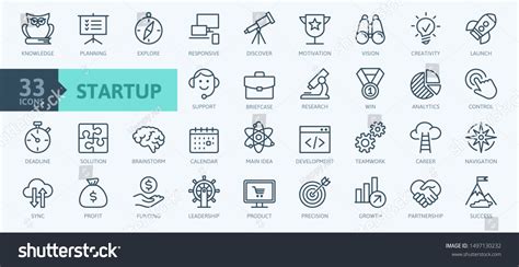 Startup Project Development Elements Minimal Thin Stock Vector Royalty Free 1497130232