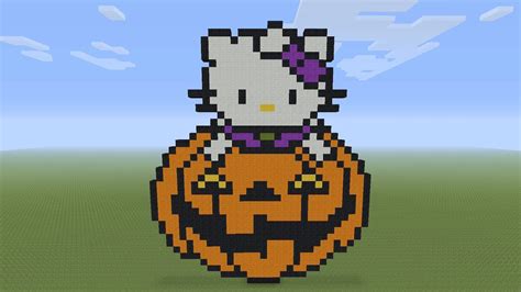 Minecraft Pixel Art Hello Kitty On A Pumpkin Youtube