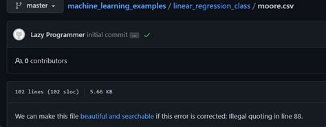 cvs file error mismatch · issue 82 · lazyprogrammer machine learning