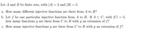 solved let a and b be finite sets with a 3 and b 5
