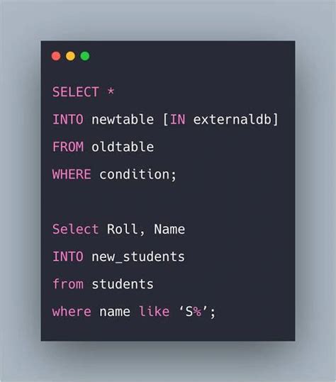 learn sql select into statement kapil goyal posted on the topic