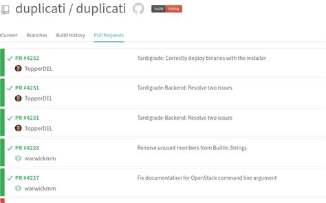 travis build status no longer appearing in github developer duplicati