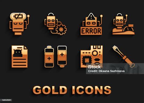 배터리 로봇 휴머노이드 운전 자동차 드라이버 마더 보드 디지털 칩 기술 사양 오류 로봇 배터리 부족 충전 및 설정 아이콘을