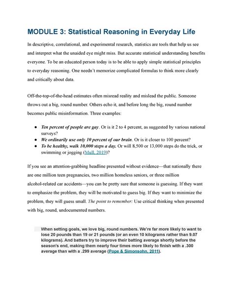 Module 3 Statistical Reasoning In Everyday Life MODULE 3 Statistical Reasoning In Everyday