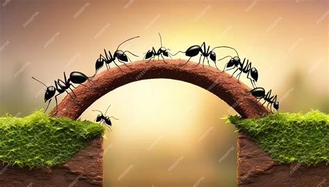 Premium Ai Image Team Of Ants Work Constructing Bridge Teamwork
