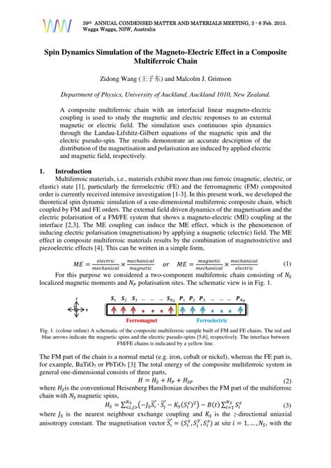 PDF Spin Dynamics Simulation Of The Magneto Electric Effect In A Composite Multiferroic Chain