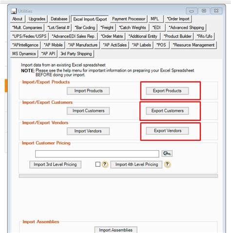 How To Include Exclude Inactive Products Customers And Vendors When Doing An Excel Export