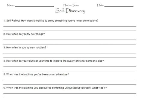 Self Discovery Worksheet Etsy