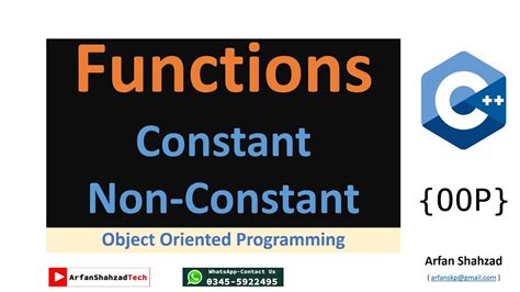 Oop09 Constant Non Constant Functions By Arfan Shahzad Youtube