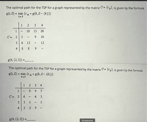 solved the optimal path for the tsp for a graph represented