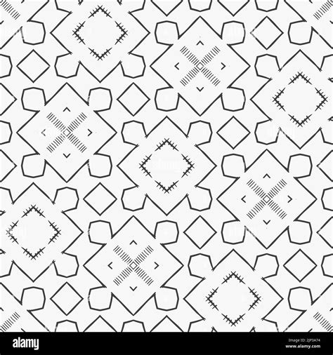 Vector Monochrome Seamless Pattern Regularly Repeating Ornament Of Geometric Shapes Modern