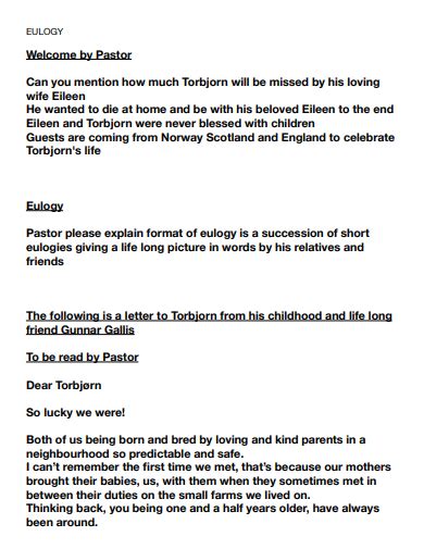 FREE Eulogy Samples In MS Word Google Docs Pages PSD