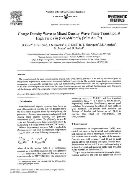 Pdf Charge Density Wave To Mixed Density Wave Phase Transition At High Fields In Per 2m Mnt 2