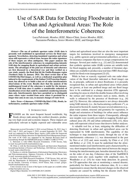Pdf Use Of Sar Data For Detecting Floodwater In Urban And