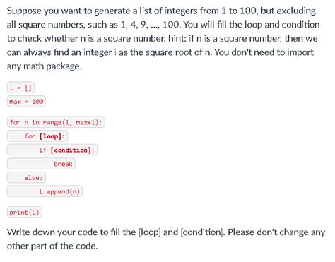 Solved Suppose You Want To Generate A List Of Integers From Chegg Com