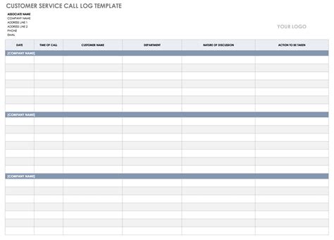 Client Communication Log Template