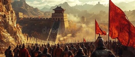 Chinese Soldiers Defend The Great Wall Under The Summer Sun From Mongol Forces Header Banner