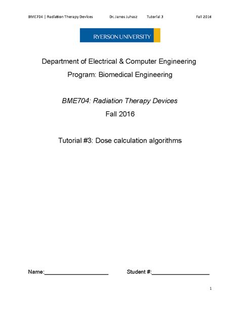Tut3 Dose Calculation Algorithms Department Of Electrical And Computer