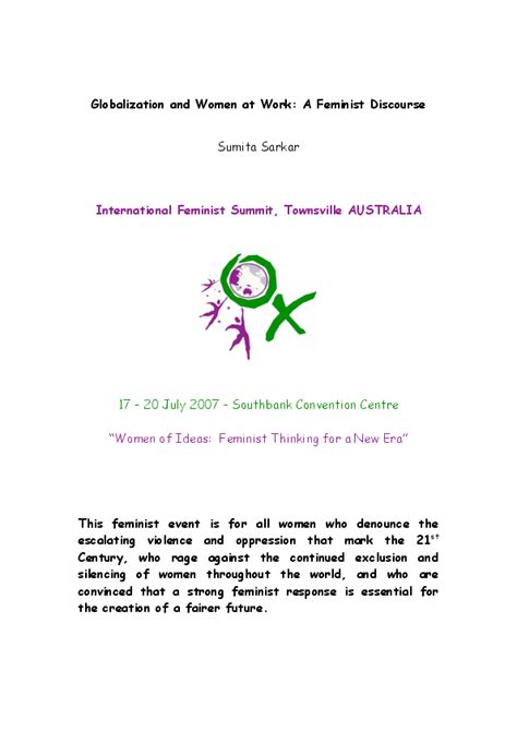 Pdf Globalization And Women At Work A Feminist Discourse Sumita Sarkar Pdf Globalization And Women At Work A Feminist Discourse Sumita Sarkar