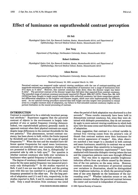 Pdf Effect Of Luminance On Suprathreshold Contrast Perception