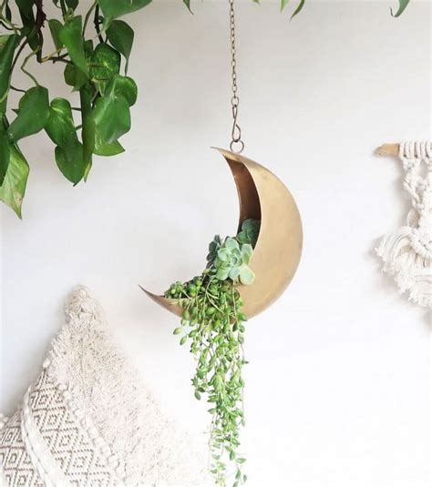 Hanging Metal Moon Planter Metal Moon Hanging Planter Moon Pot