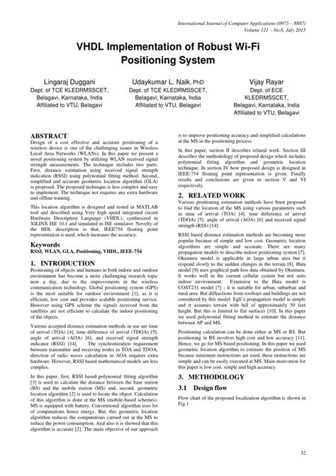 Pdf Vhdl Implementation Of Robust Wi Fi Positioning System