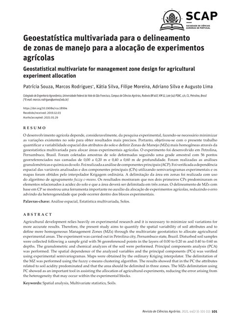 Pdf Geostatistical Multivariate For Management Zone Design For Agricultural Experiment Allocation