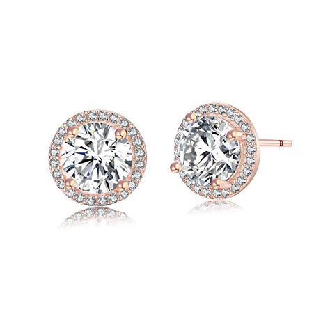 925 Sterling Silver Earrings Pendiente Cubic Zirconia Earrings Round
