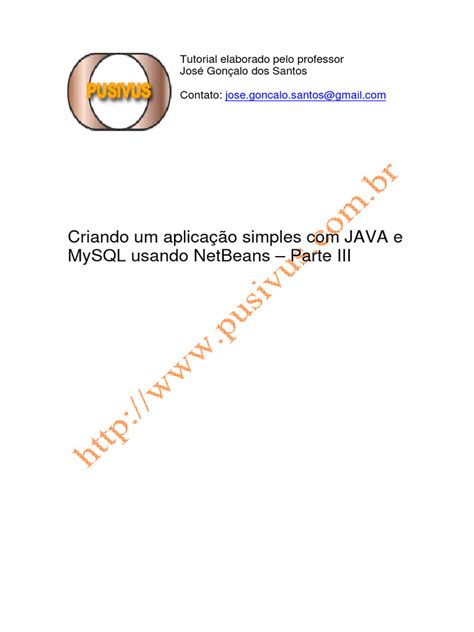 Criando Um Aplicação Simples Com Java E Mysql Usando Netbeans Parte Iii Pdf Classe