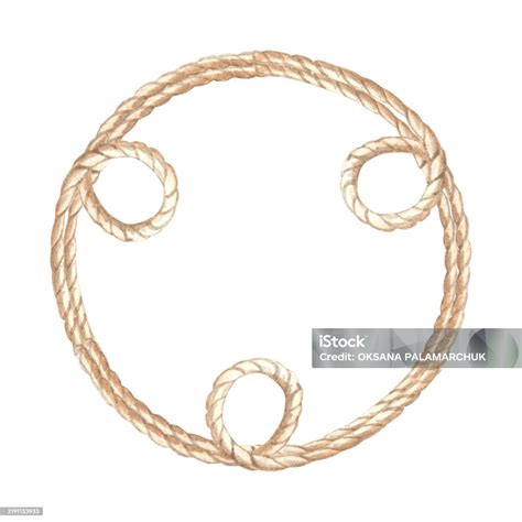 고리가 있는 밧줄에서 화환 코드로 만든 프레임 손으로 그린 수채화 그림이 분리되어 있습니다 텍스트를 위한 빈 공간이 있는 해양 경계 끈 화환 엽서 자수 로고에 대 한 해상