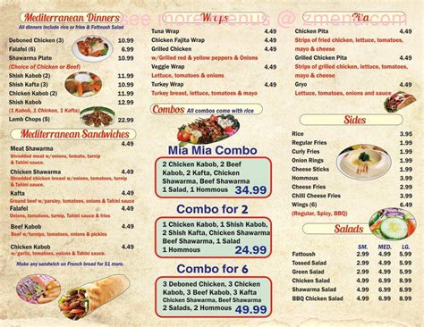 Online Menu Of Mia Mia Cafe Restaurant Madison Heights Michigan