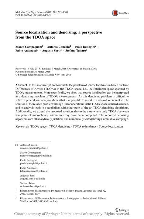 Source Localization And Denoising A Perspective From The Tdoa Space