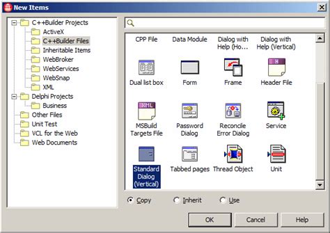 C Builder Topics Dialog Boxes