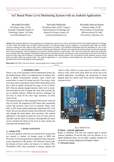 Iot Based Water Level Monitoring System With An Android Application