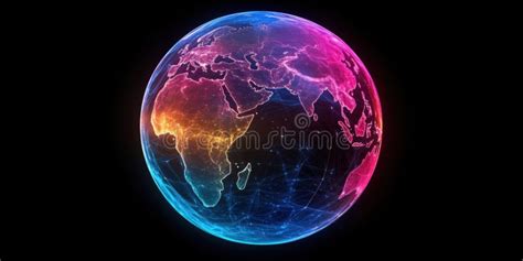 Colorful Digital Globe With Network Connections Showcasing Africa And Asia Stock Image Image