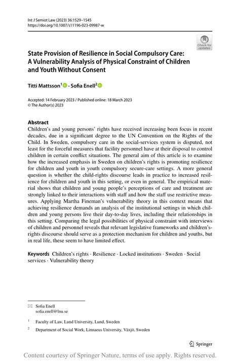 Pdf State Provision Of Resilience In Social Compulsory Care A
