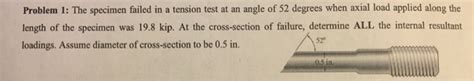 Solved Problem 1 The Specimen Failed In A Tension Test At