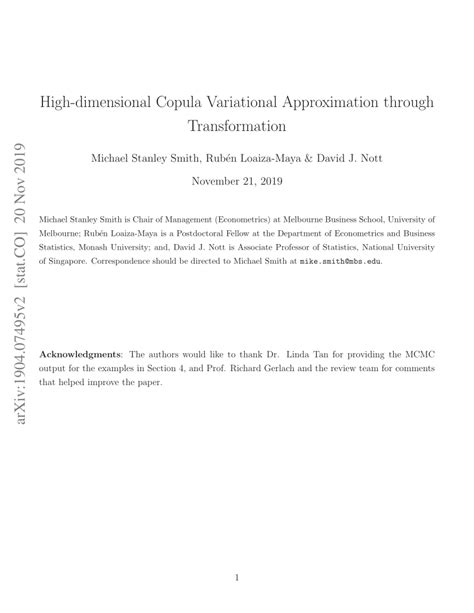 Pdf High Dimensional Copula Variational Approximation Through