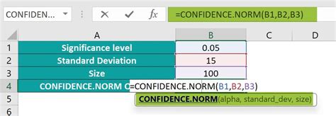 confidence norm excel syntax examples how to use