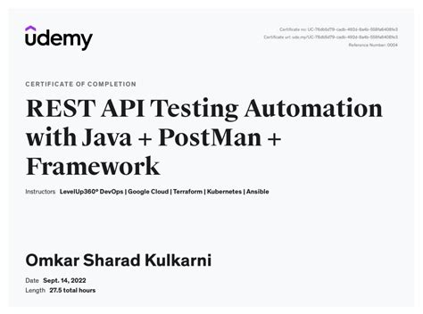 omkar kulkarni on linkedin udemy course completion certificate
