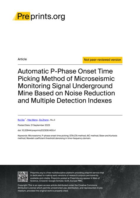 Pdf Automatic P Phase Onset Time Picking Method Of Microseismic Monitoring Signal Underground